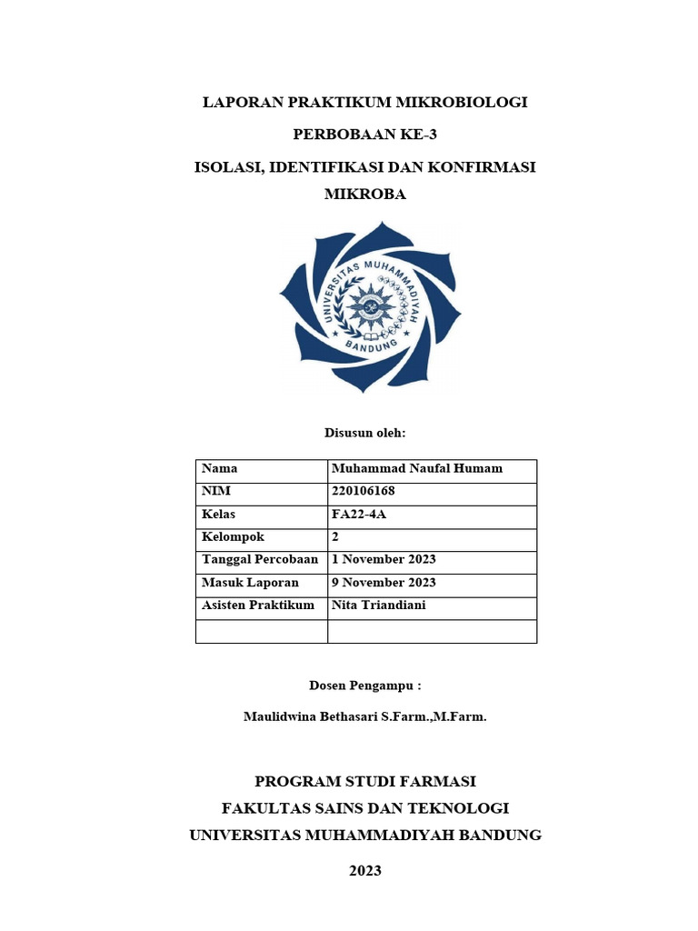 LAPORAN PRAKTIKUM MIKROBIOLOGI 3 Muhammad Naufal Humam | PDF