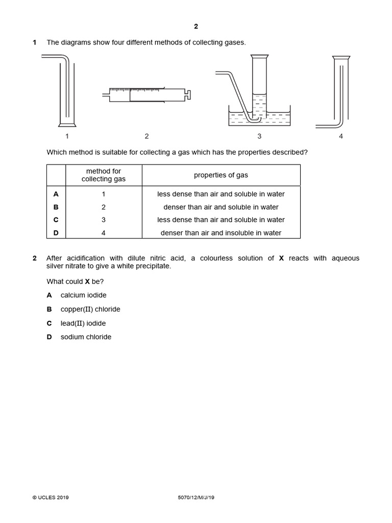2 1 The Diagrams Show Four Different Methods of Collecting Gases | PDF ...