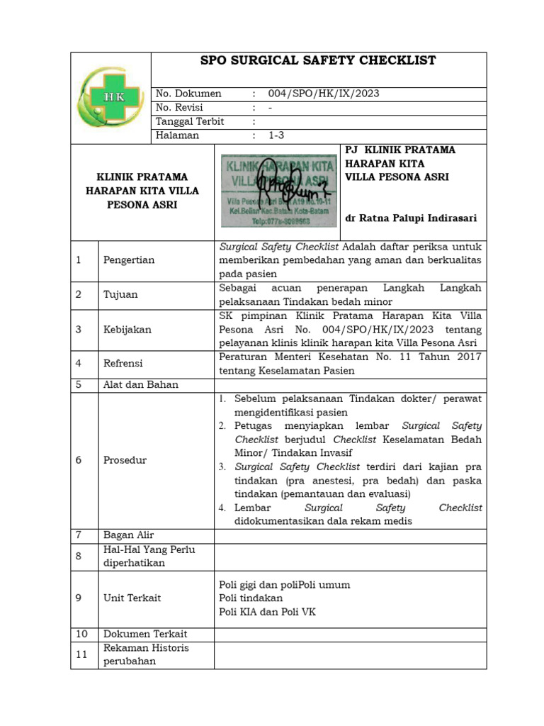 2.2 - Ep5 - 1.1 - Spo Surgical Safety Checklist | PDF