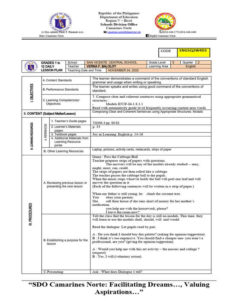 English 5 Modals | PDF | English Language | Teachers