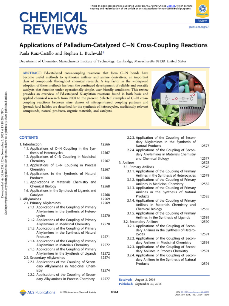Applications of Palladium-Catalyzed C N Cross-Coupling Reactions | PDF ...