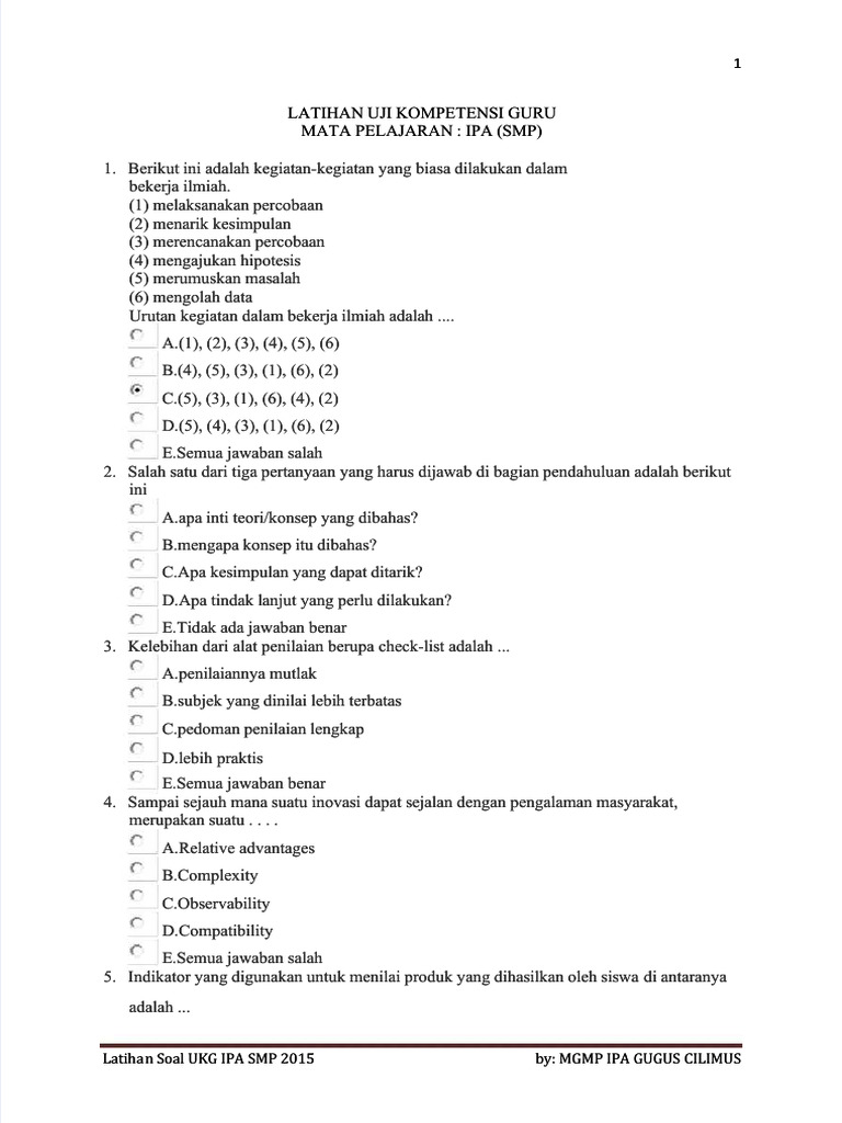 IPA 3 PDF Latihan Uji Kompetensi Guru Ukg Ipa - Compress | PDF