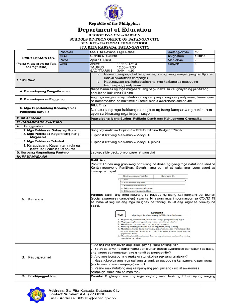 DLP Fil8 Q3 W9 | PDF