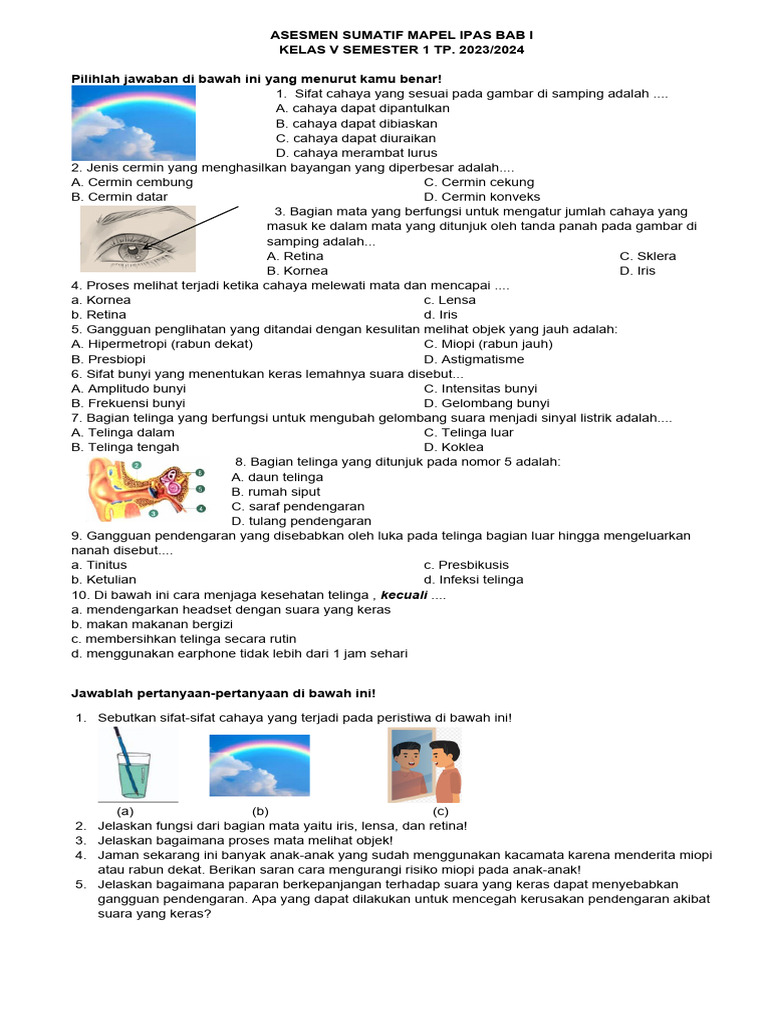 Asesmen Sumatif IPAS Kelas 5 BAB 1 | PDF