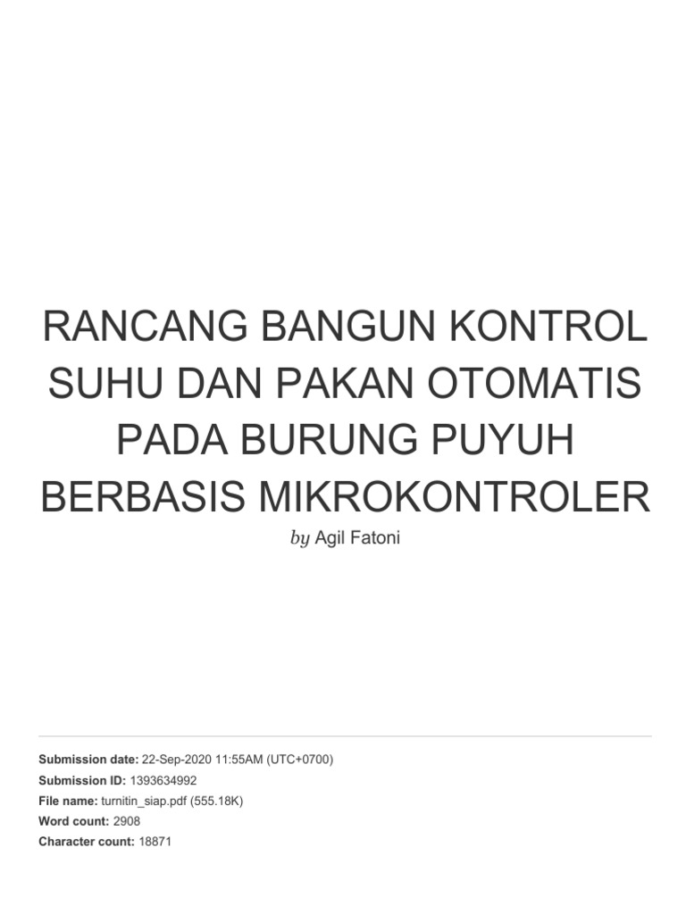 Rancang Bangun Kontrol Suhu Dan Pakan Otomatis Pada Burung Puyuh ... Rancang Bangun Kontrol Suhu Dan Pakan Otomatis Pada Burung Puyuh ...