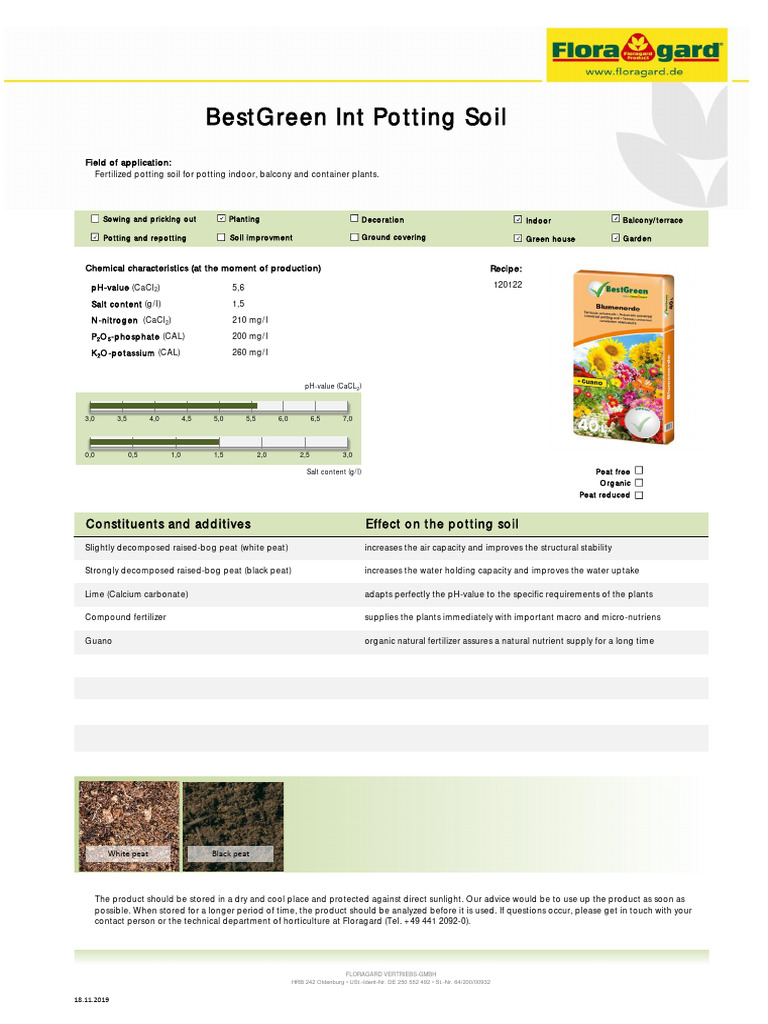 EN PRSP BESTGREEN INT POTTING SOIL 120122 | PDF | Soil | Peat