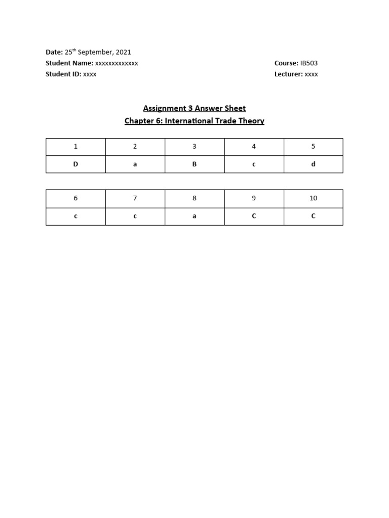 Assignment 3 Answer Sheet Ib503 Pdf