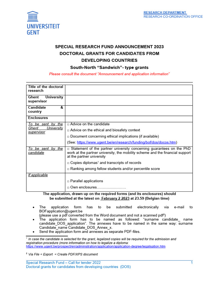 DOS Application Form 2023 | PDF