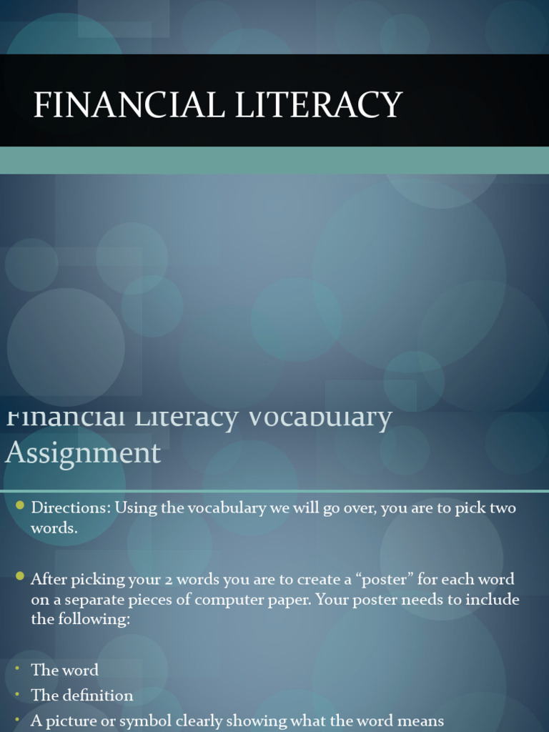 Financial Literacy | PDF | Finance & Money Management | Credit