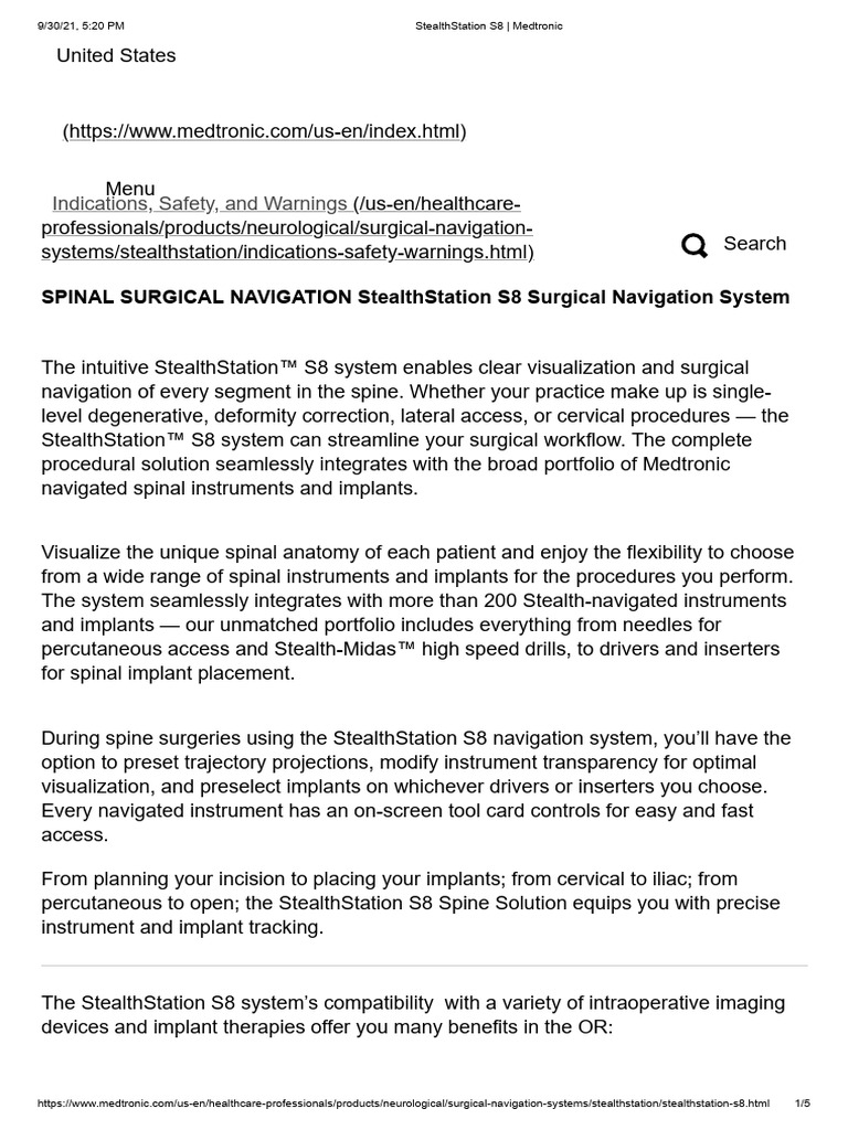 Medtronic s8 Stealth Station | Download Free PDF | Vertebral Column ...