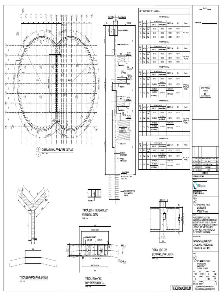 S.DW.04 - C - Diaphragm Wall Panel Type Keyplan, Wall Type Schedule, Typical Details | PDF