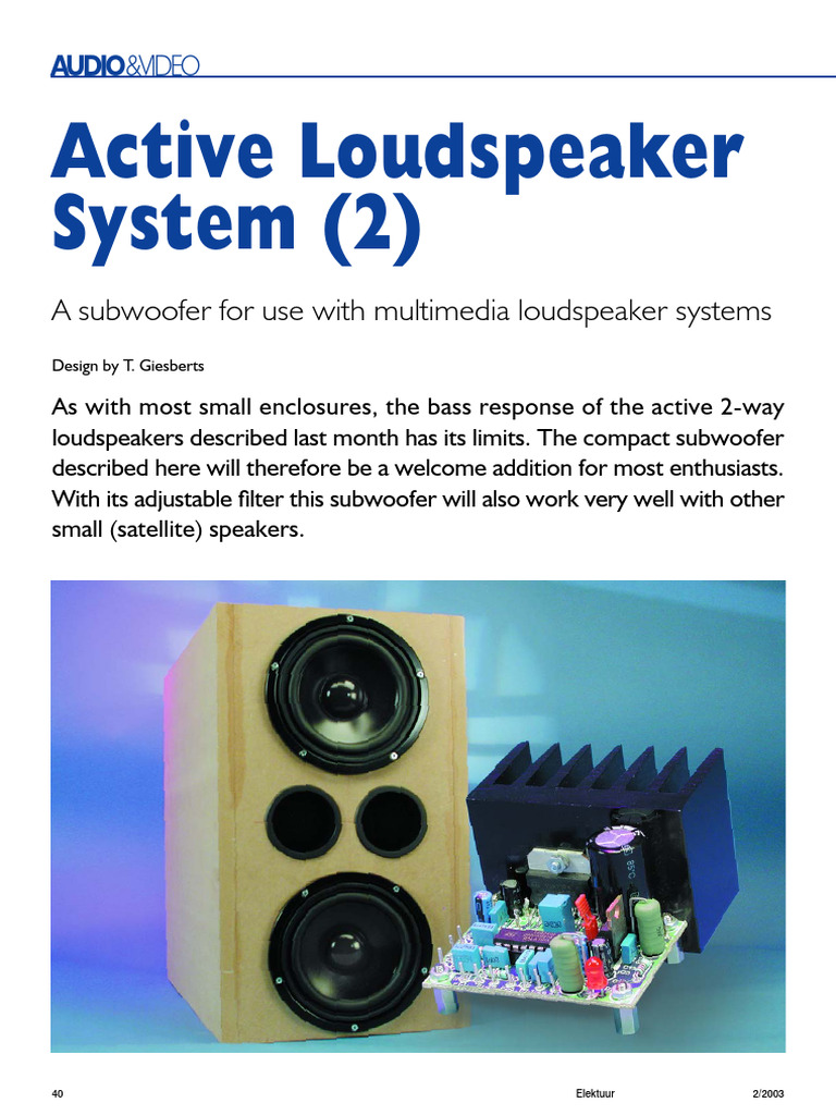 Subwoofer Design for Active Speakers | PDF | Loudspeaker | Amplifier