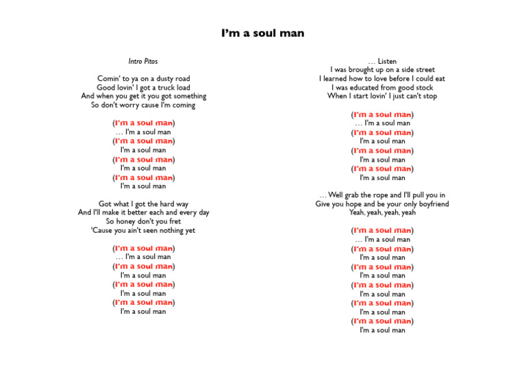 Soul Man Lyrics Analysis | PDF