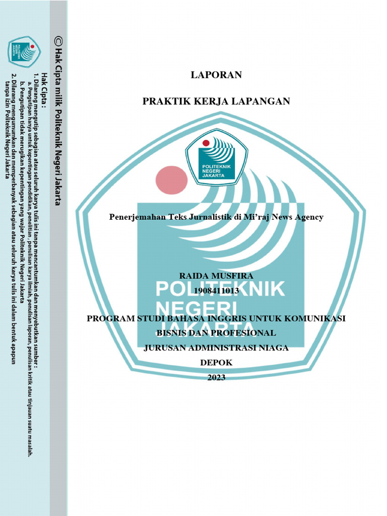 Bagian 1 Laporan Magang Raida Musfira | PDF | Karier & Perkembangan ...