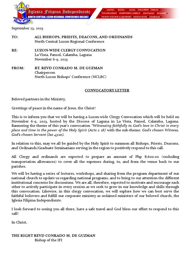 Luzon Clergy Convocation 2023 | PDF