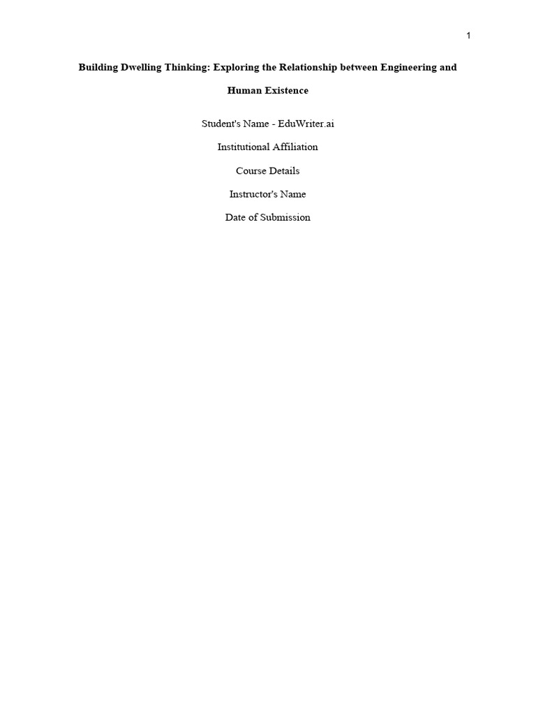 Building Dwelling Thinking | PDF | Thought | Existence