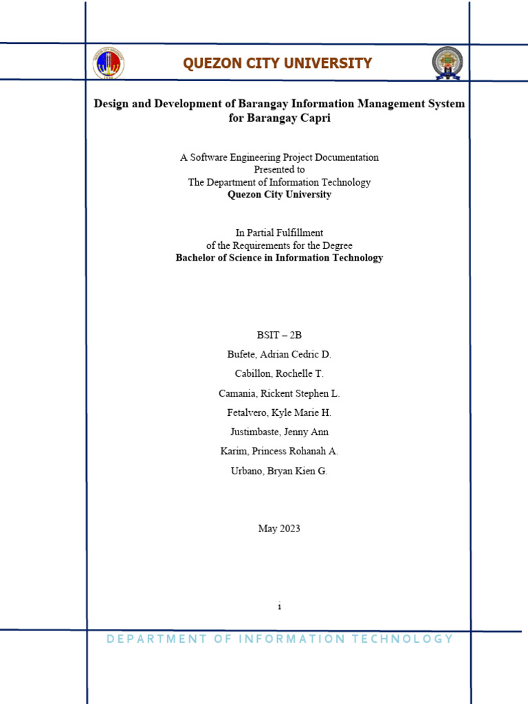 Design and Development of Barangay Information Management System For ...
