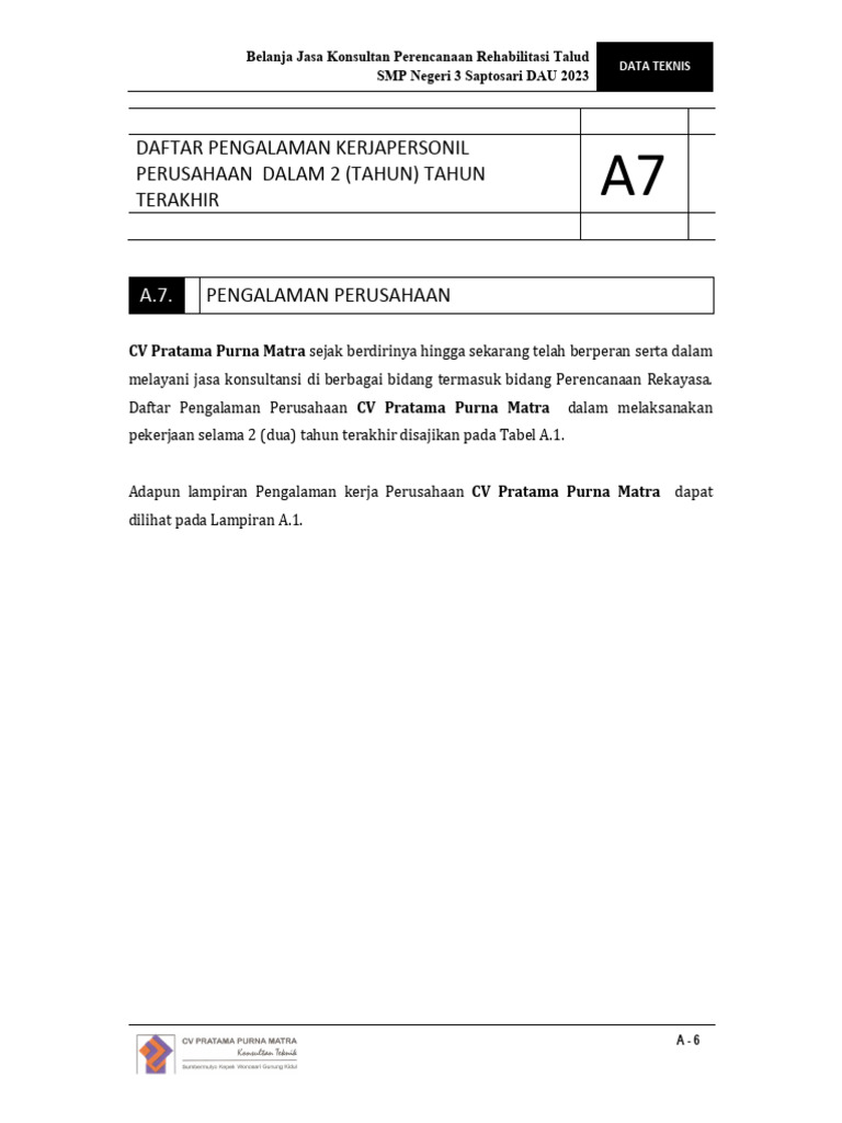 Daftar Pengalaman Kerja Perusahaan | PDF