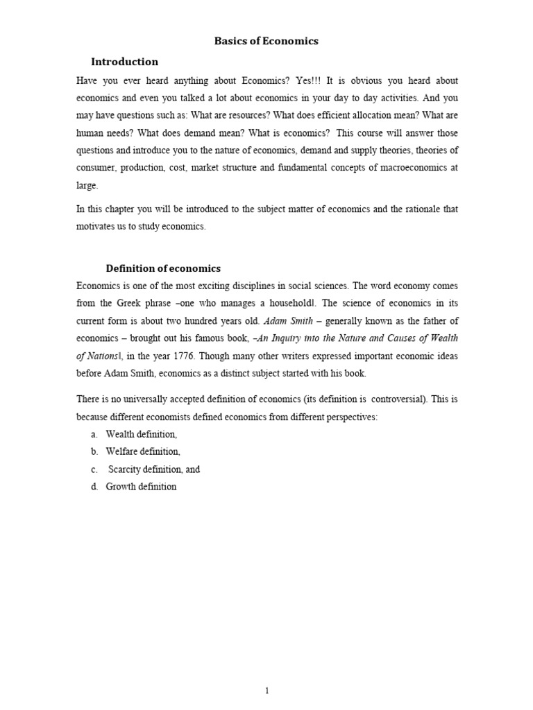 Basics of Economics | PDF | Demand | Economics