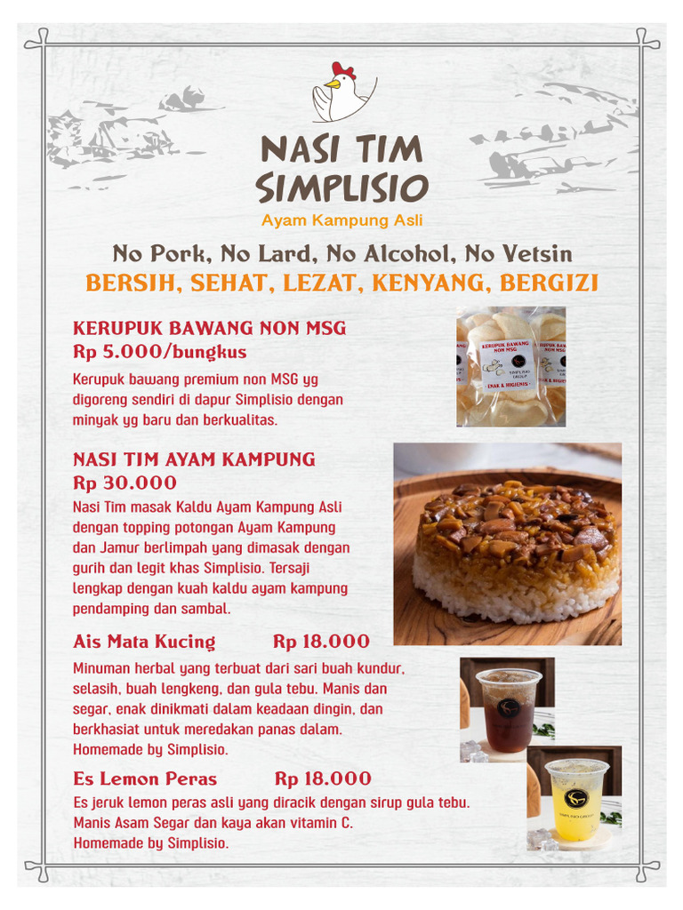 Menu Nasi Tim Simplisio PDF | PDF