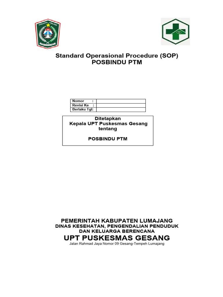 SOP Posbindu PTM | PDF
