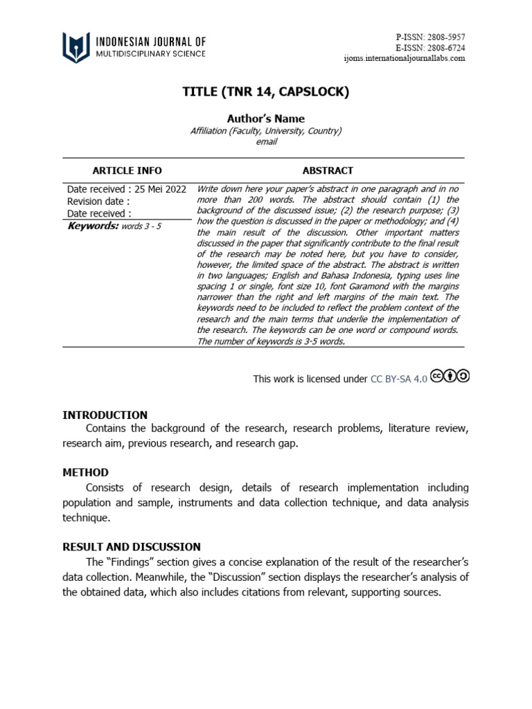 IJOMS Template (Ver. 2 Ed) | PDF | Science