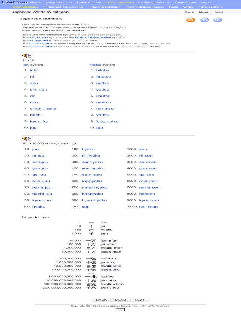 Japanese Numbers: Japanese Words by Category | PDF | Linguistic ...