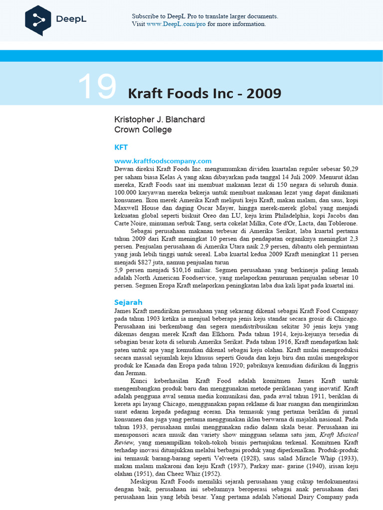 19 Case Kraft Foods Inc2009Fred. R. David StrategicManagementDavid (13) Id | PDF | Karier ...