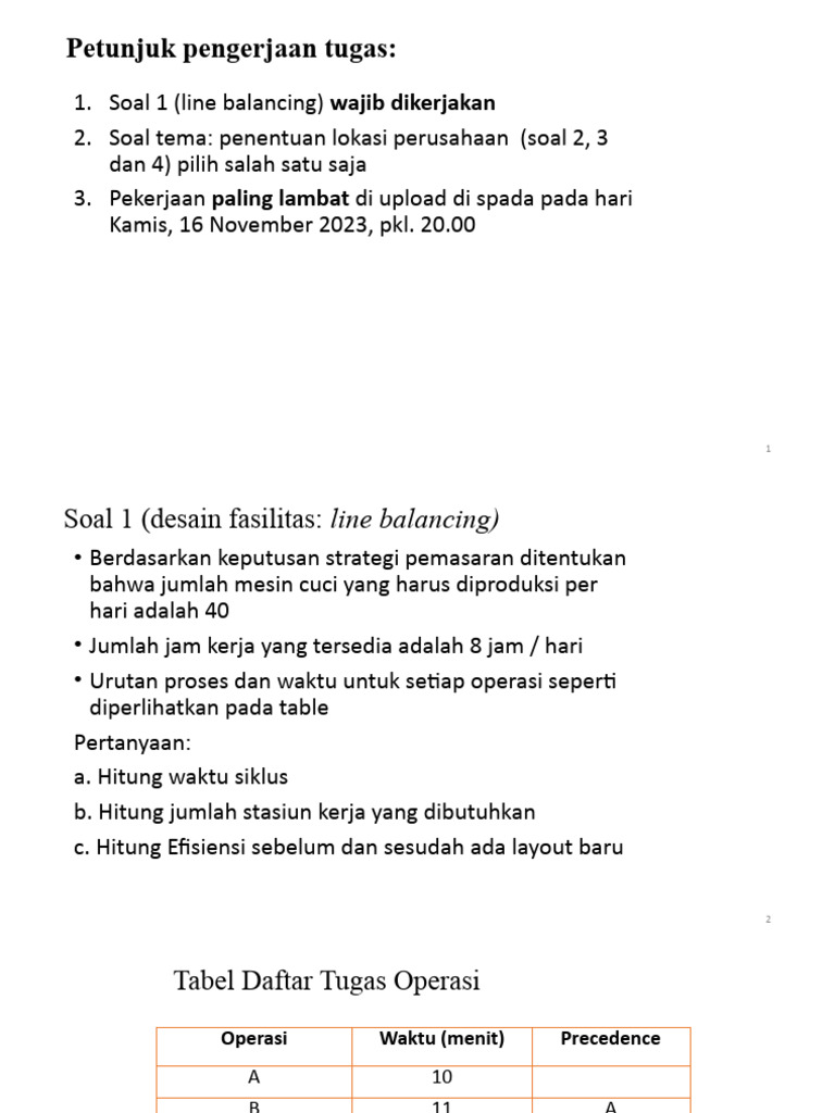 Soal Facilities Design + Location Models | PDF