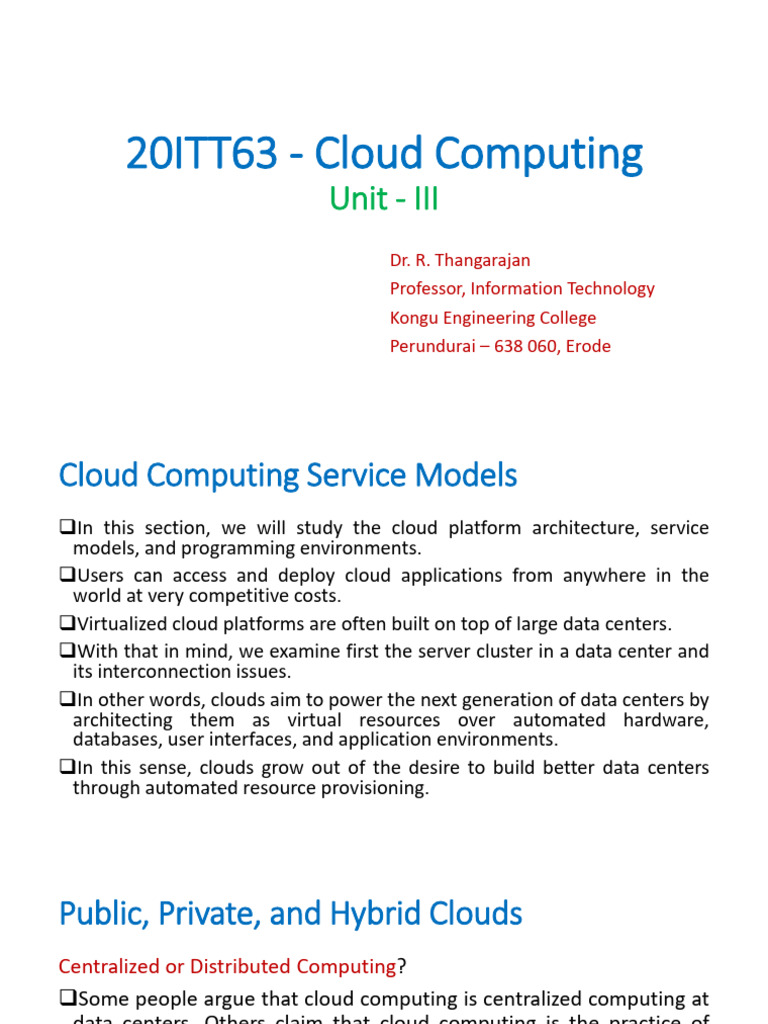 Cloud Computing - Unit-3 | PDF | Cloud Computing | Computer Network
