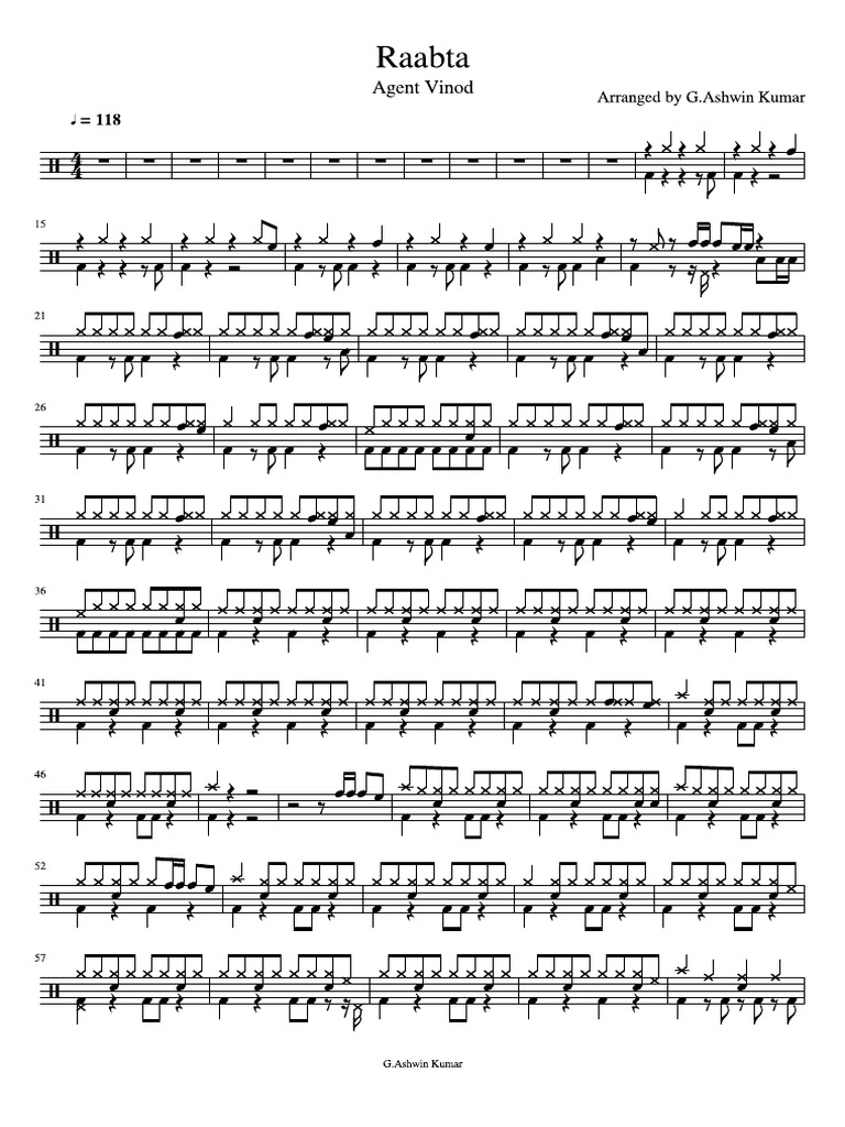 Raabta Drum Sheet | PDF