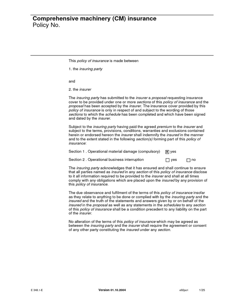 Policy Cmi Incl Endorsements en | PDF | Insurance | Indemnity