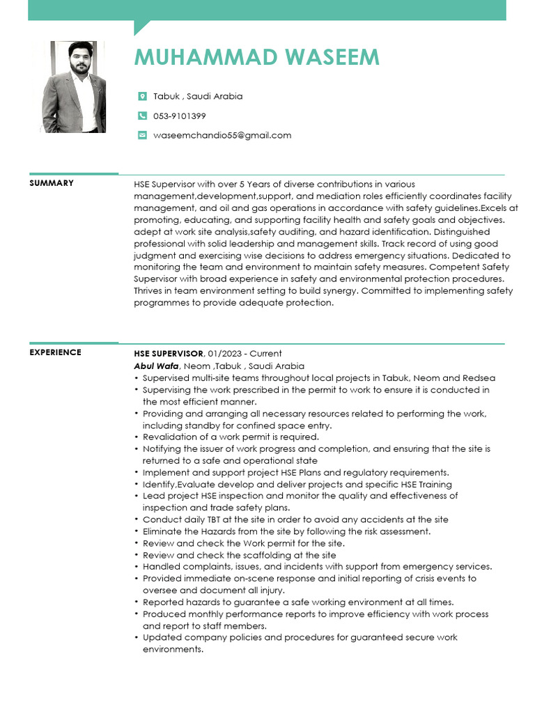 Moneesh CV - Safety Advisor | PDF | Occupational Safety And Health | Risk