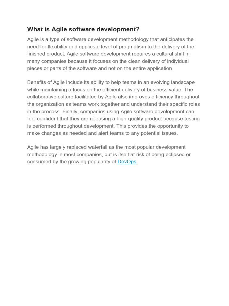 What Is Agile Software Development | PDF