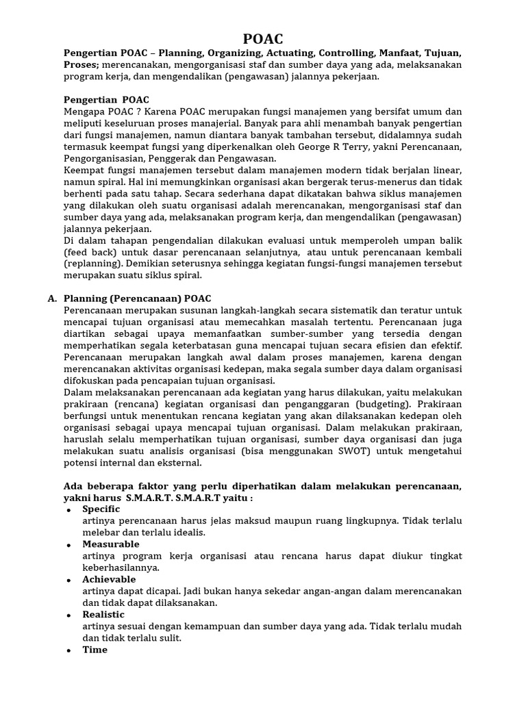 Pengertian POAC | PDF | Karier & Perkembangan