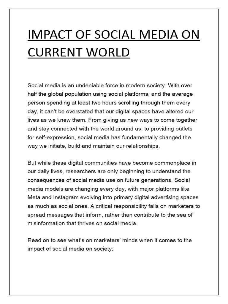 Impact of Social Media On Current World | PDF | Social Media | Popular ...
