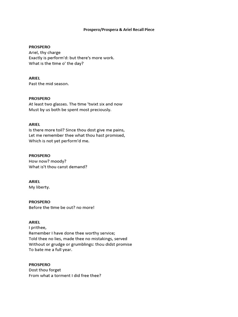 Prospero and Ariel's Complex Bond | PDF