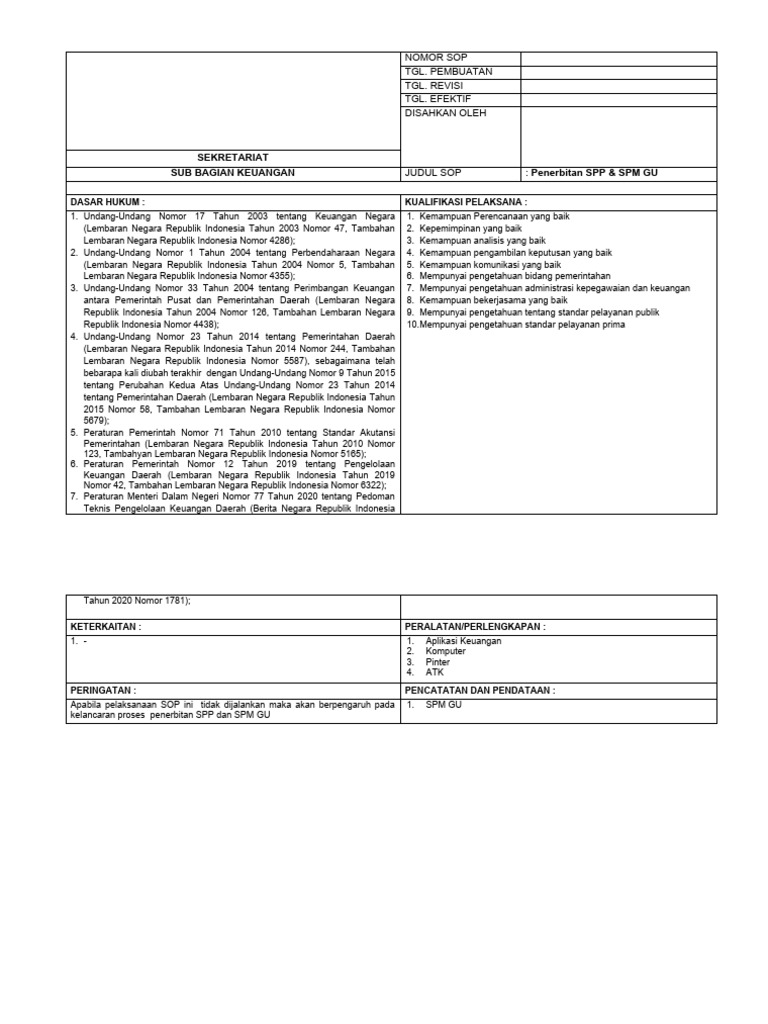 SOP Penerbitan SPP Dan SPM GU | PDF