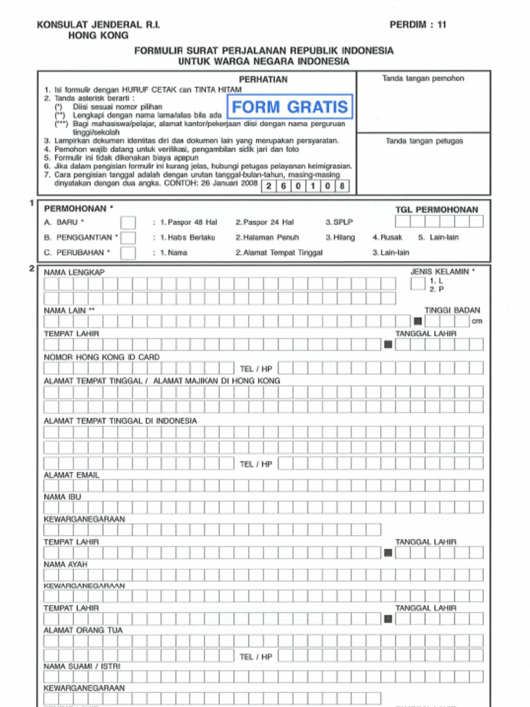 Perdim 11 Form Paspor | PDF