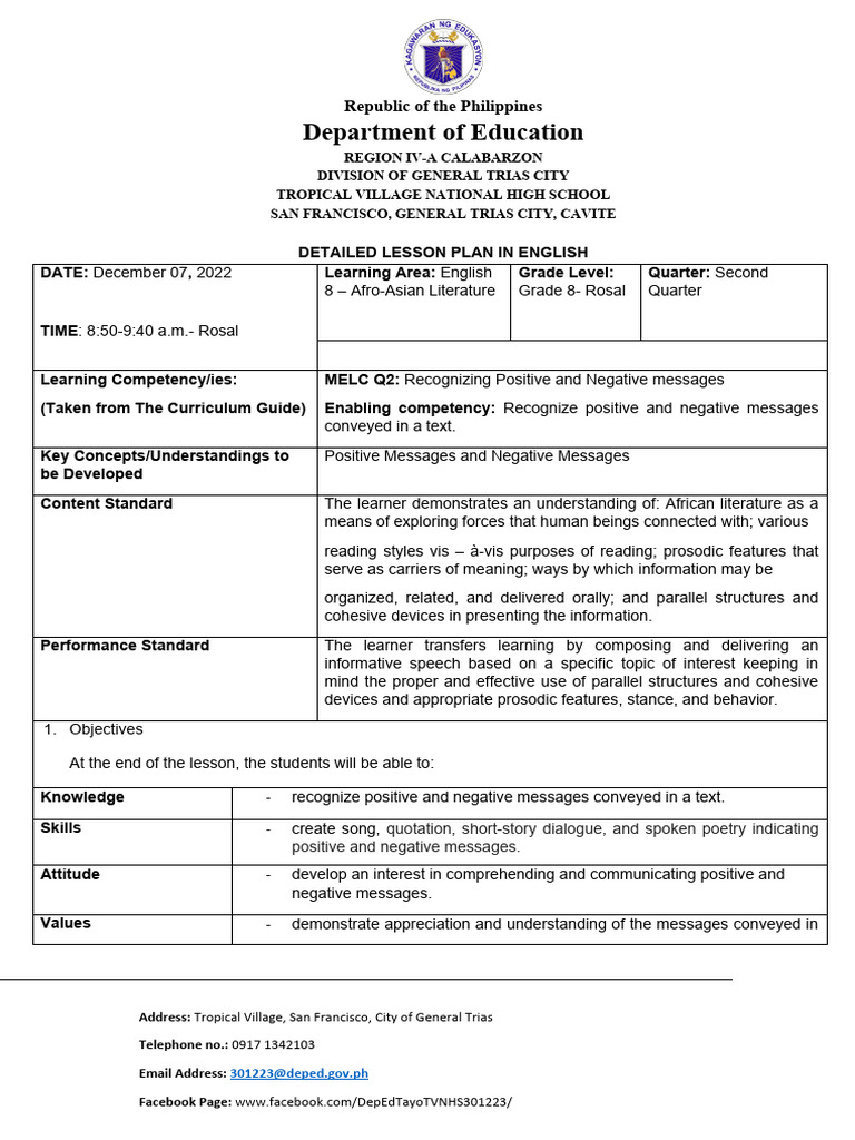 Final Demo Revised Lesson Plan 1 | Download Free PDF | Learning | Facebook