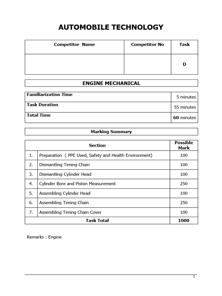 Task D. SOAL ENGINE MECHANICAL (POS D) | PDF | Piston | Internal Combustion Engine