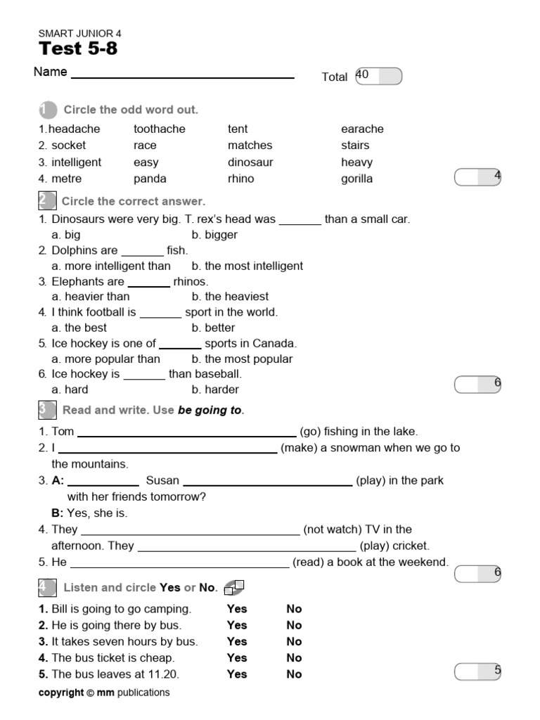 Smart Junior 4 Test 5-8 | PDF | Sports