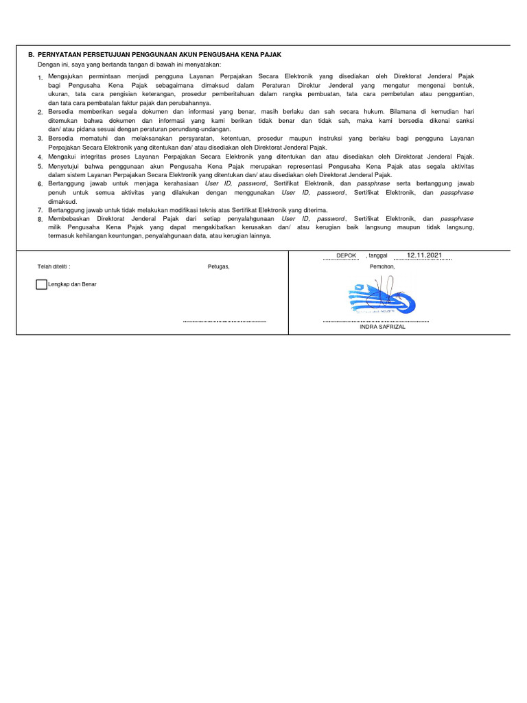 Formulir Aktivasi Akun PKP HAL 2 | PDF