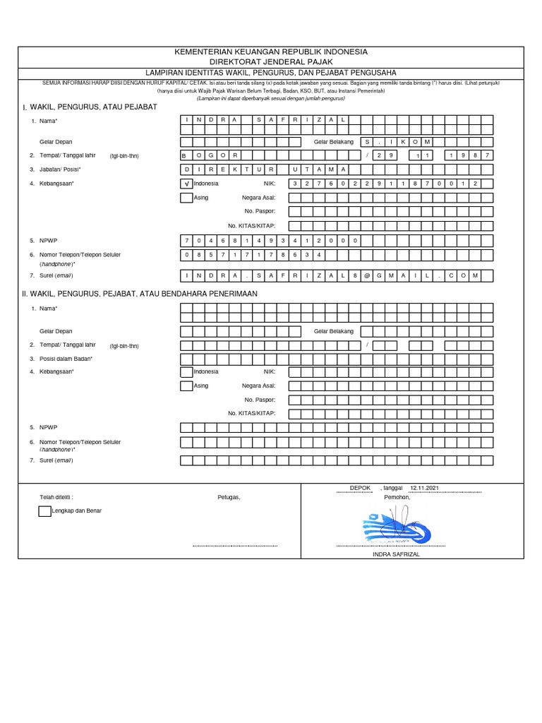 Formulir Pengukuhan PKP Hal 2 | PDF
