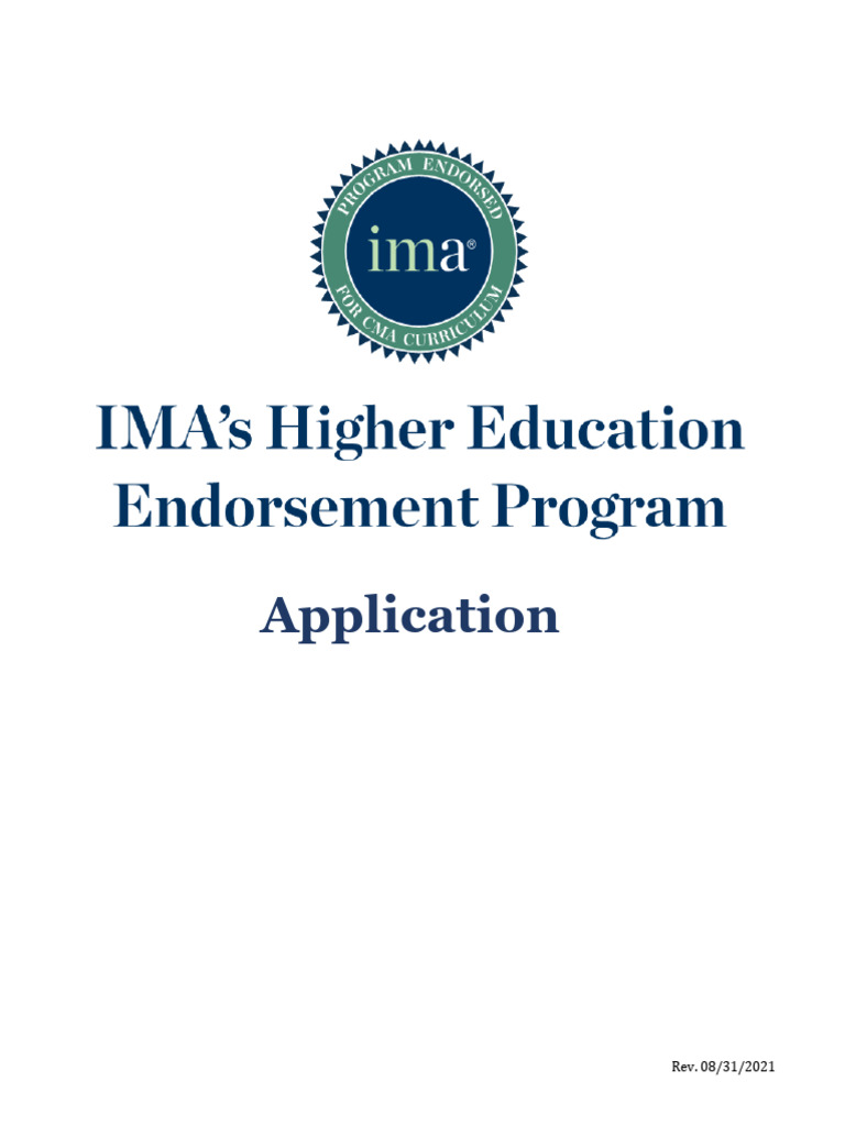 IMA Endorsement Application Form | PDF | Management Accounting | Curriculum