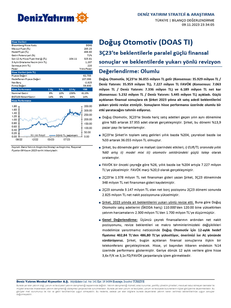 Deniz Yat R M Strateji Ve Ara T Rma DOAS 3 23 Bilan o de Erlendirme 5032 | PDF