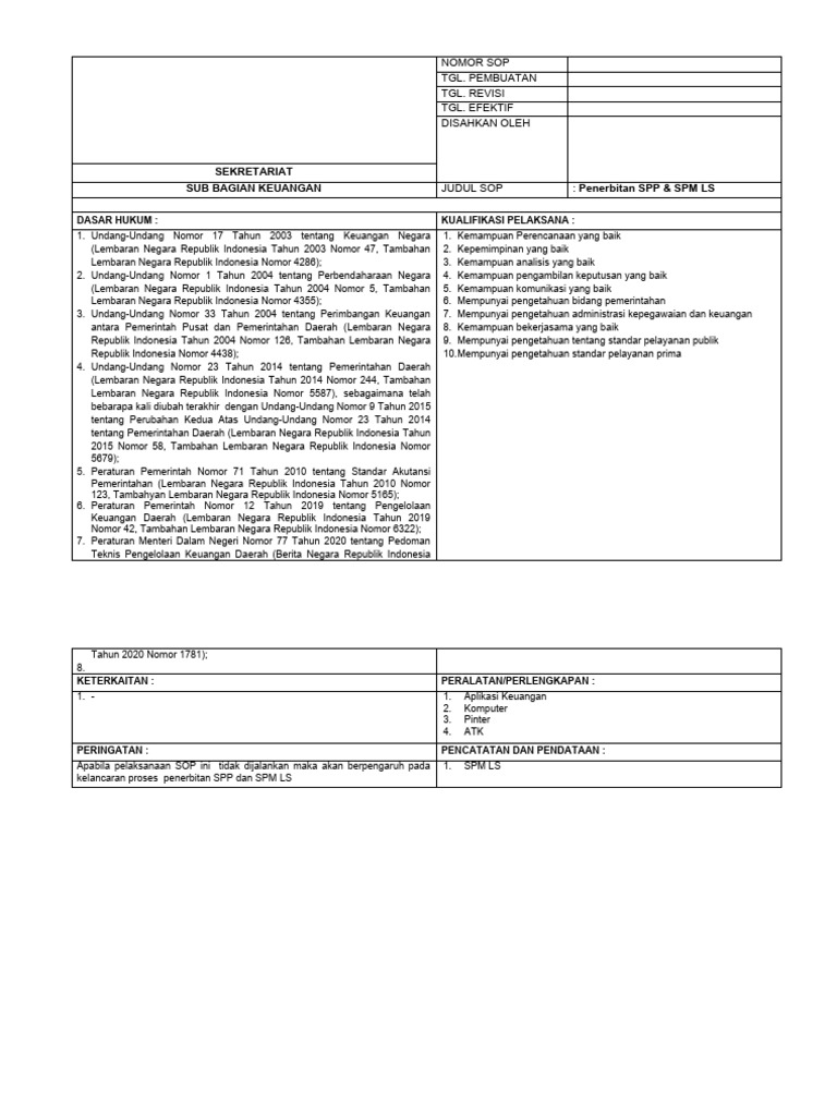 2. SOP Penerbitan SPP dan SPM LS | PDF