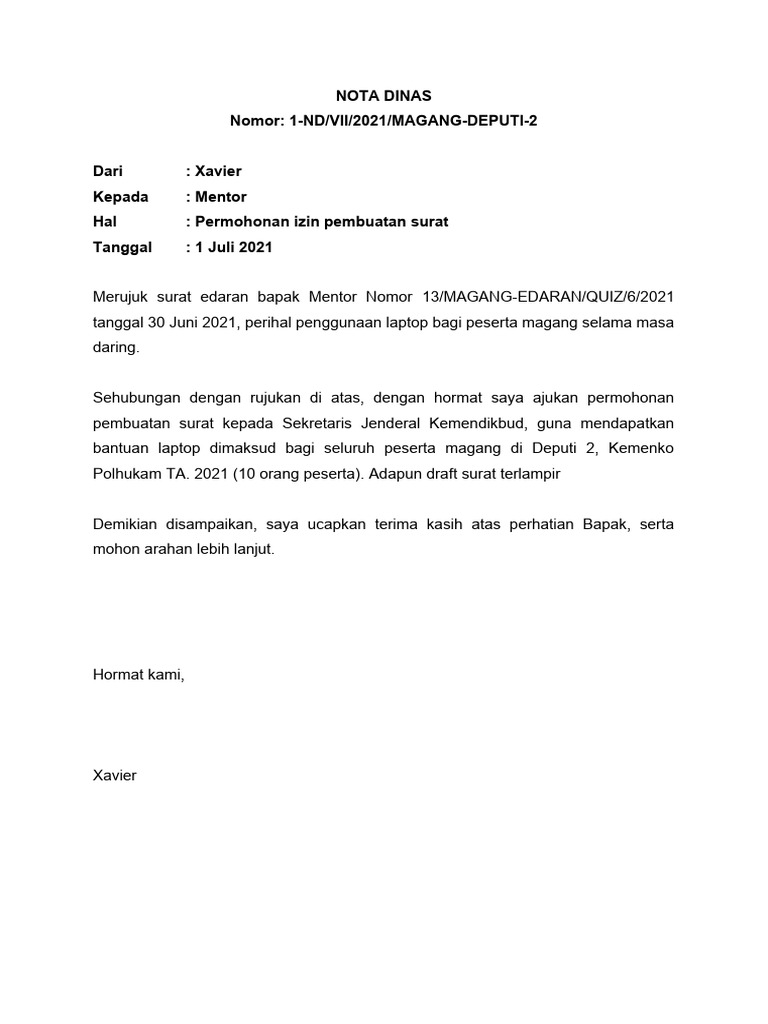 Contoh Nota Dinas | PDF