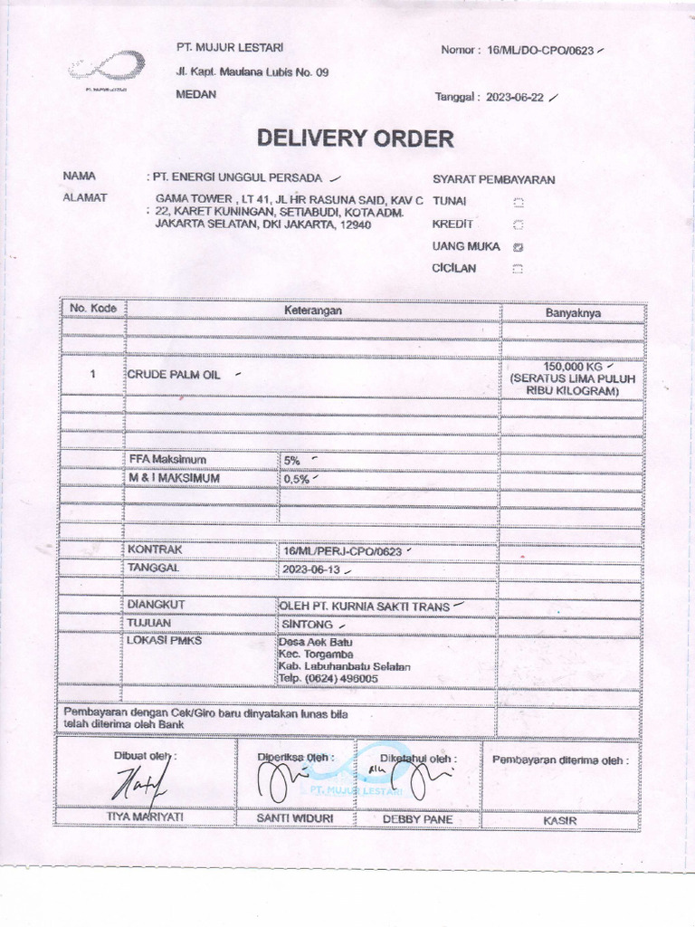 Do Cpo No. 16 Pt. Eup | PDF