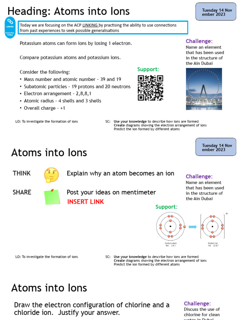 Year 10 Structure and Bonding Lesson 1 | PDF | Ion | Atoms
